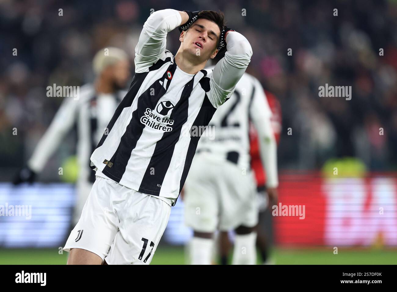 Torino, Italy. 18th Jan, 2025. Vasilije Adzic of Juventus Fc looks ...