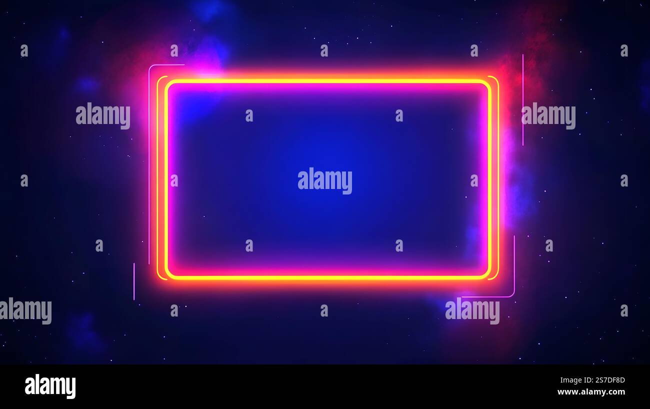 Softly Glowing Rectangular Neon Frame in Warm Amber Surrounded by Faint ...