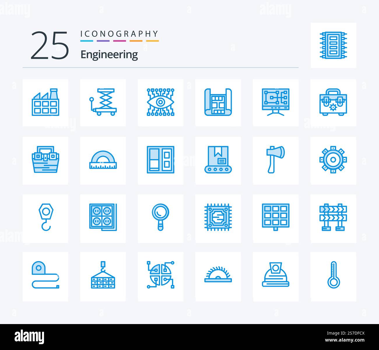 Engineering 25 Blue Color icon pack including construction. repair ...