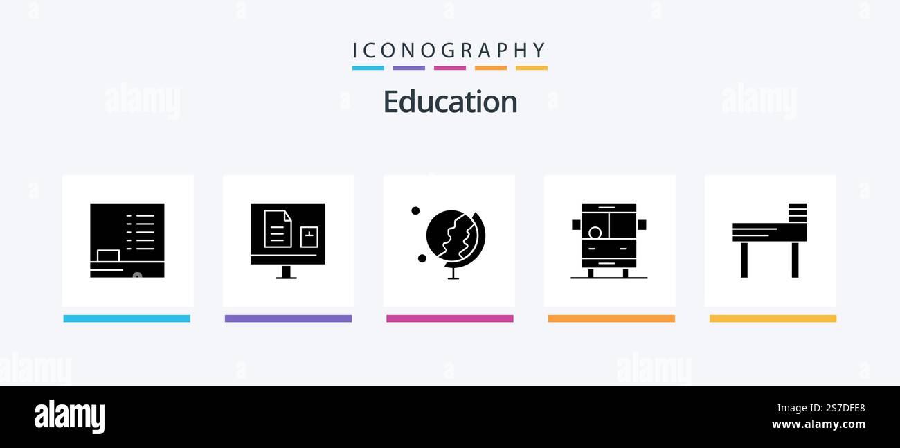 Education Glyph 5 Icon Pack Including . school. school. education ...