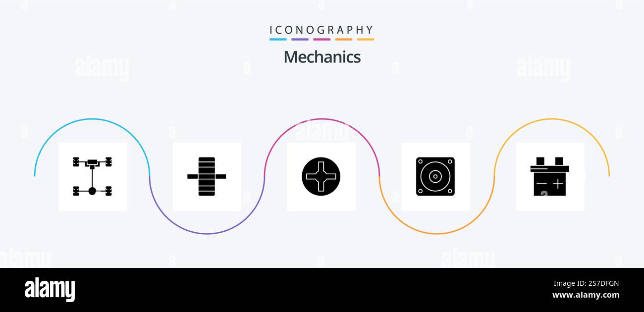 Mechanics Glyph 5 Icon Pack Including . pin. car. mechanic Stock Vector ...