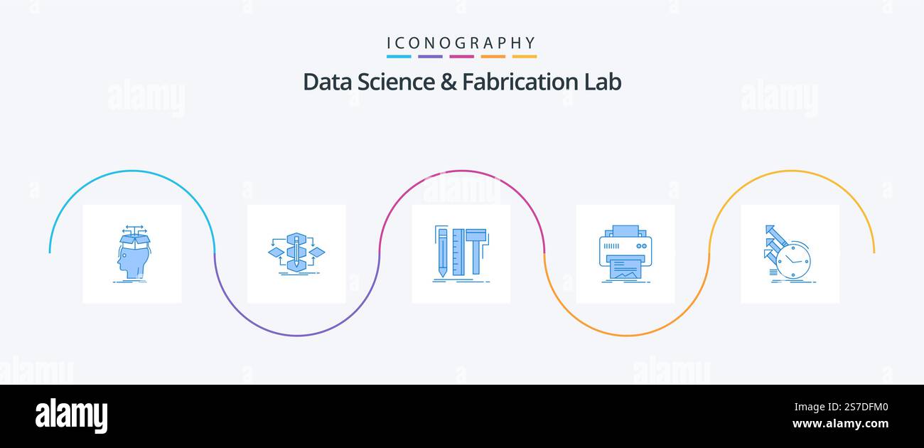 Data Science And Fabrication Lab Blue 5 Icon Pack Including printing ...