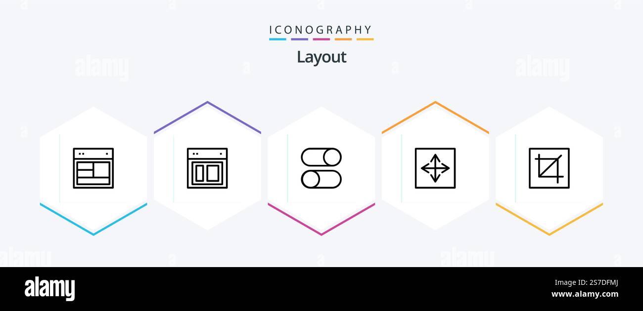 Layout 25 Line Icon Pack Including Interface Crop Radio Interface Arrow Stock Vector Image