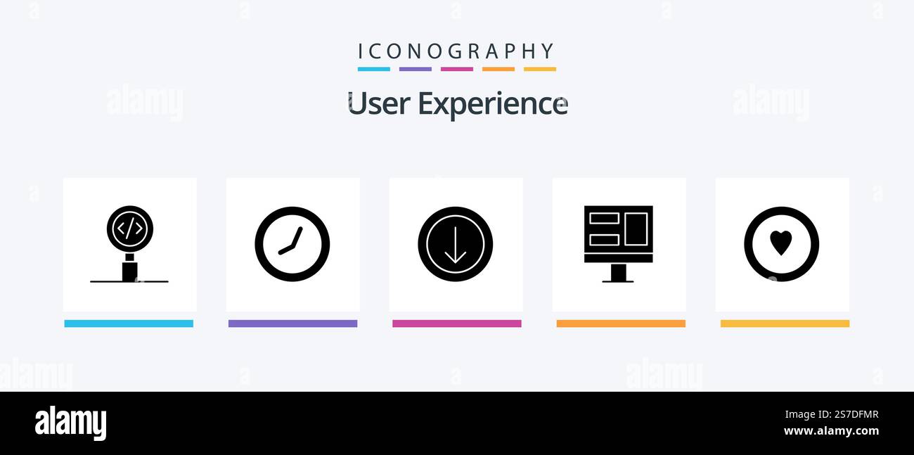 User Experience Glyph 5 Icon Pack Including window. screen . time ...