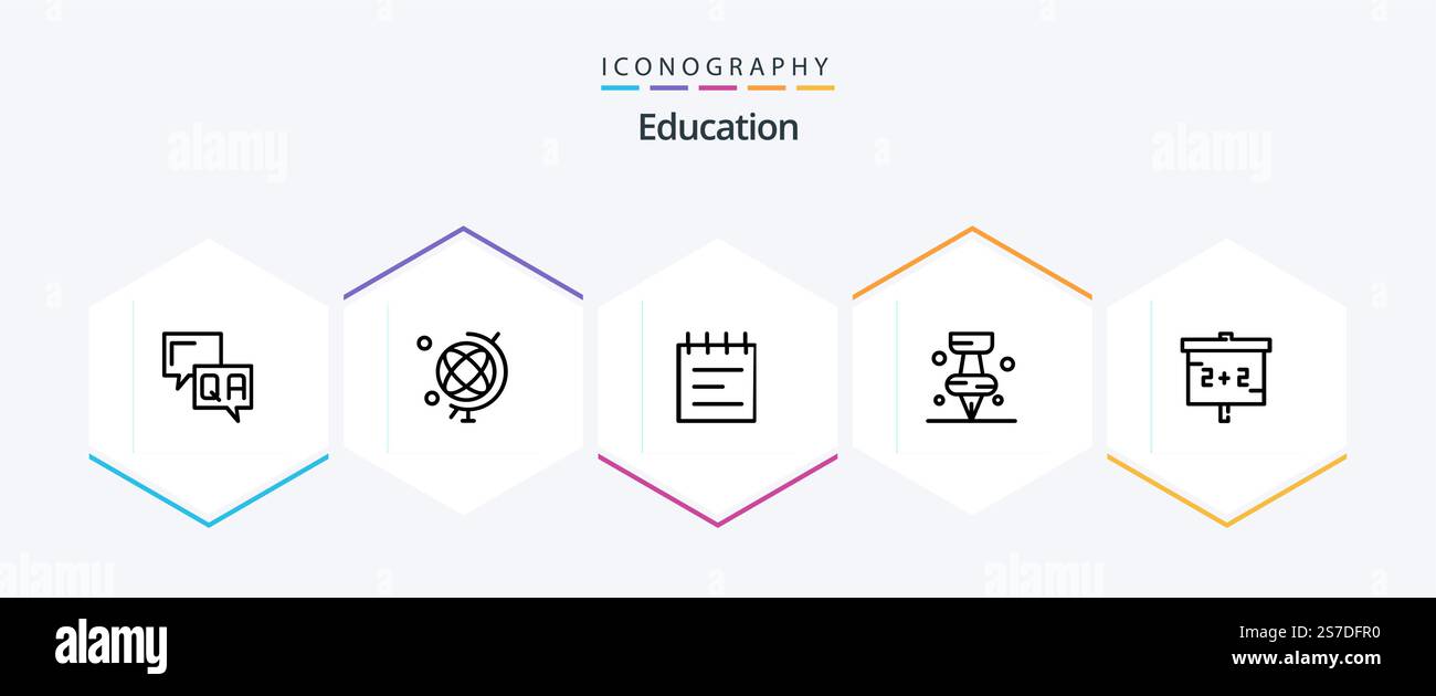 Education 25 Line icon pack including blackboard. pi. marker Stock ...