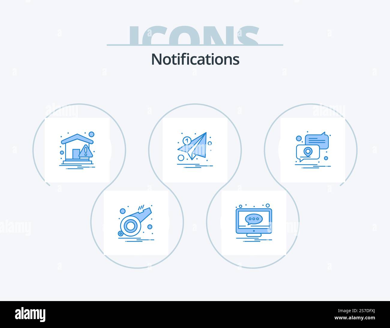 Notifications Blue Icon Pack 5 Icon Design. paper. marketing. screen ...