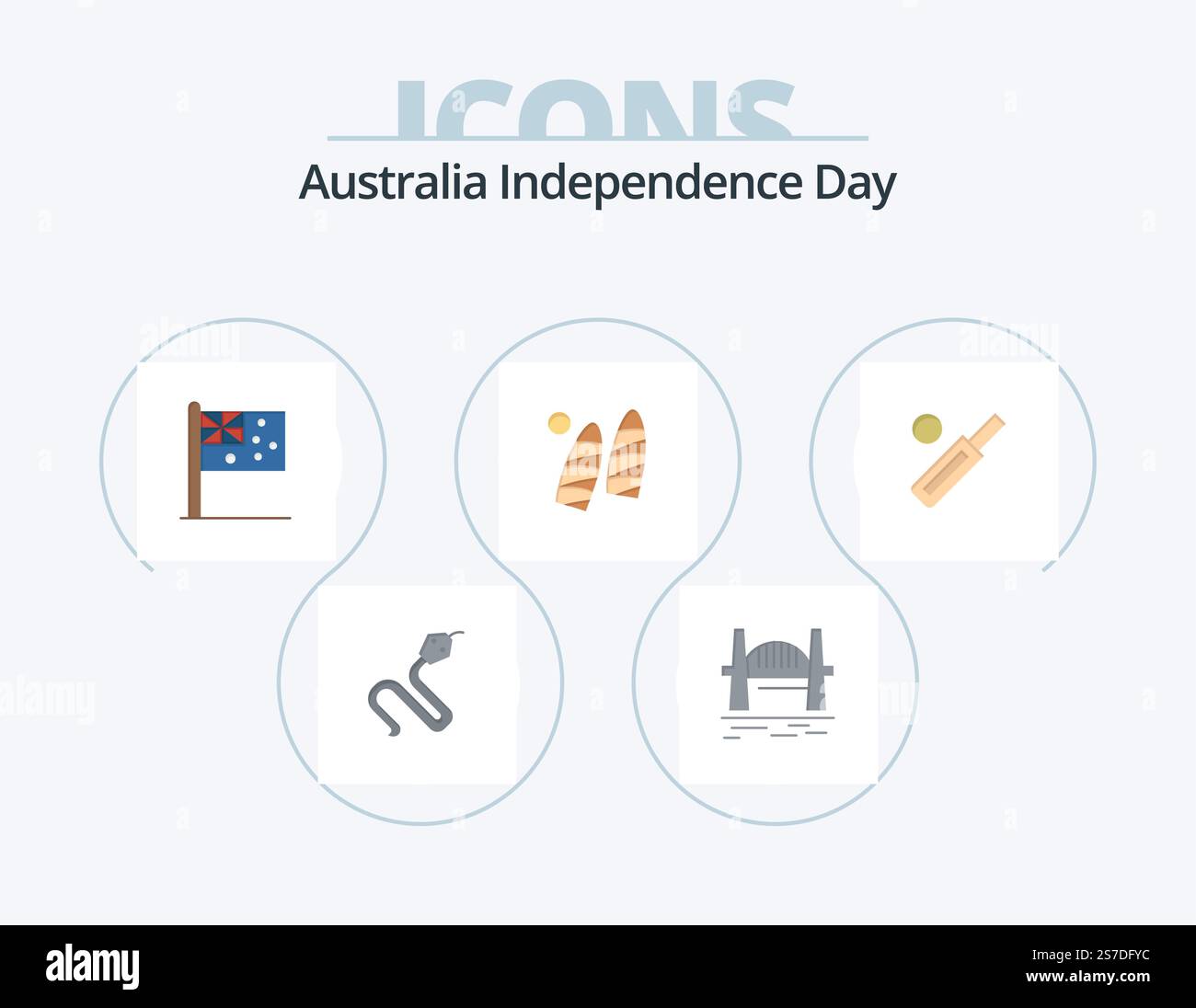Australia Independence Day Flat Icon Pack 5 Icon Design. australia ...