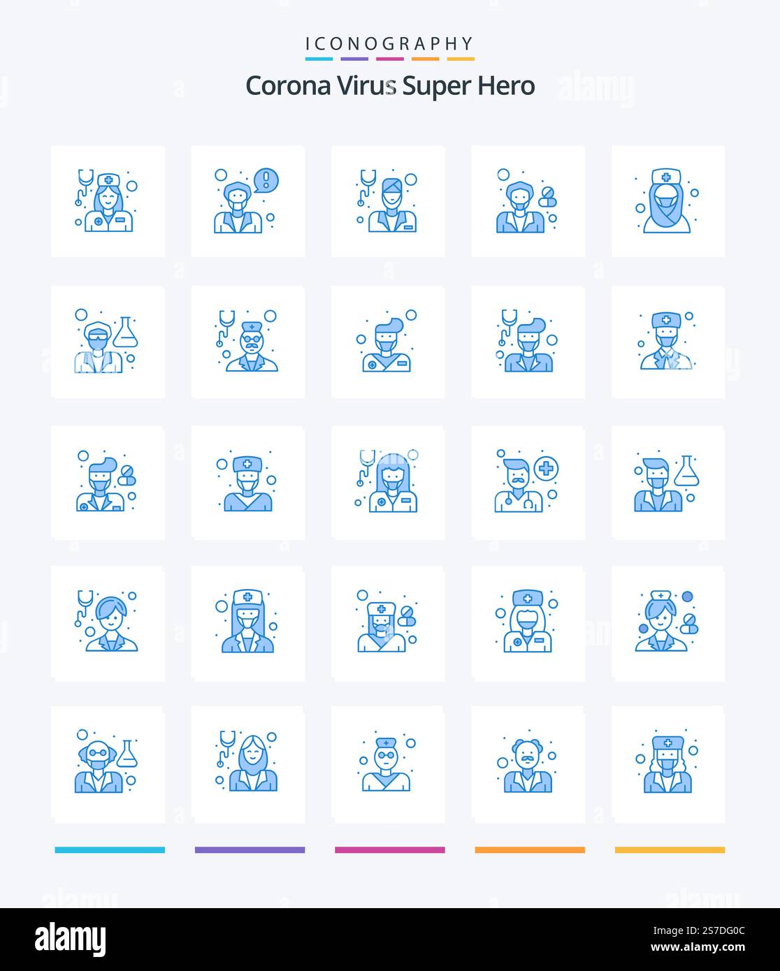 Creative Corona Virus Super Hero 25 Blue icon pack Such As doctor ...