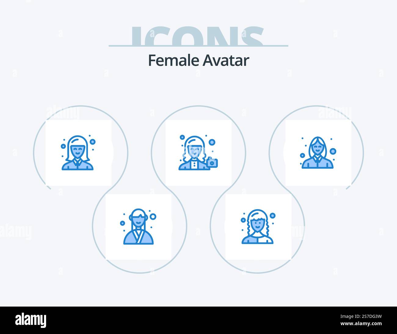 Female Avatar Blue Icon Pack 5 Icon Design. user. female. web developer ...