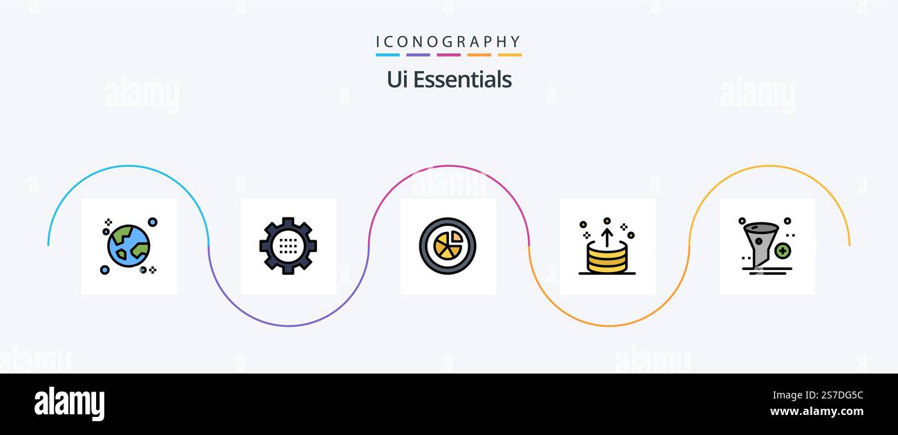 Ui Essentials Line Filled Flat 5 Icon Pack Including export. arrow. options. report. diagram ...