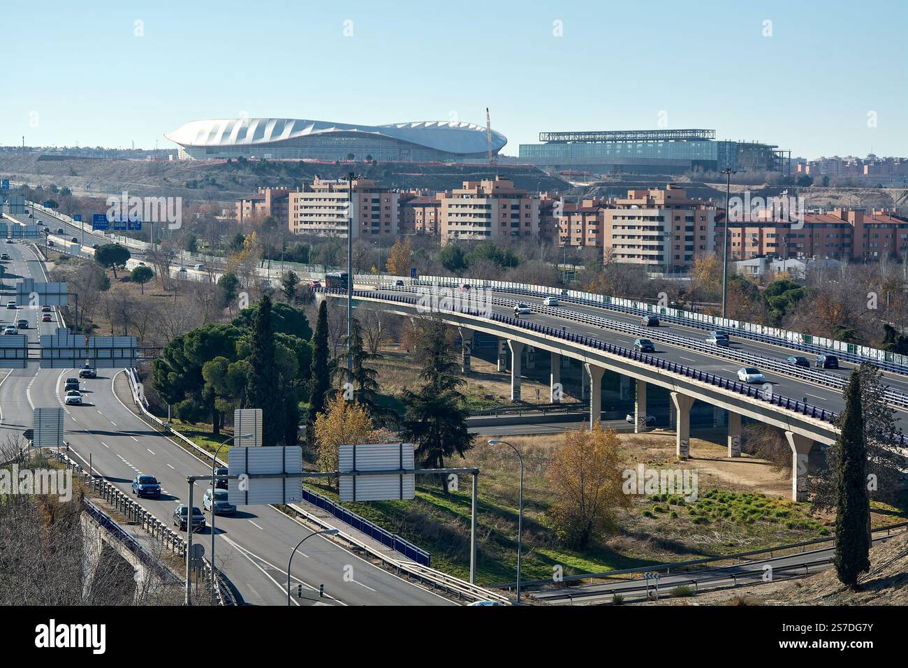 Madrid, Spain - January 19, 2025: Modern infrastructure in Madrid with ...