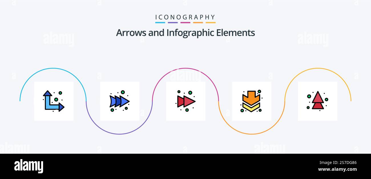 Arrow Line Filled Flat 5 Icon Pack Including . full. direction Stock ...