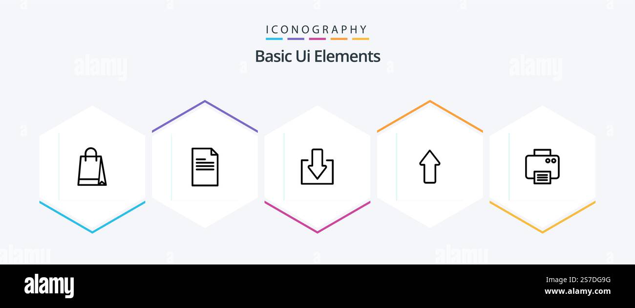 Basic Ui Elements 25 Line icon pack including printed. printer. arrow ...