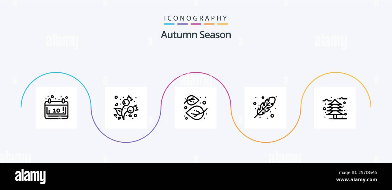 Autumn Line 5 Icon Pack Including autumn. fall. autumn. leaf. tree ...