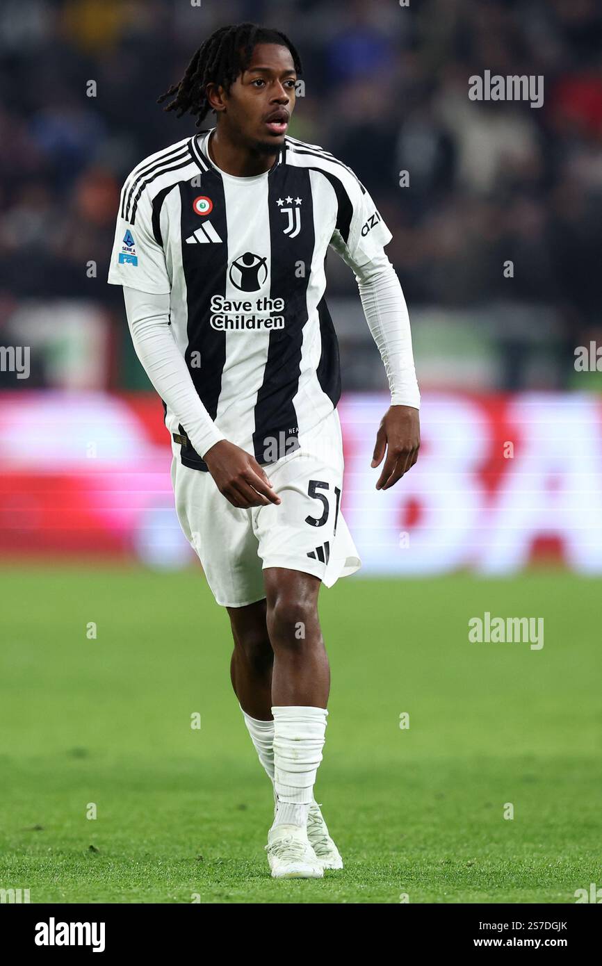 Torino, Italy. 18th Jan, 2025. Samuel Mbangula of Juventus Fc looks on ...