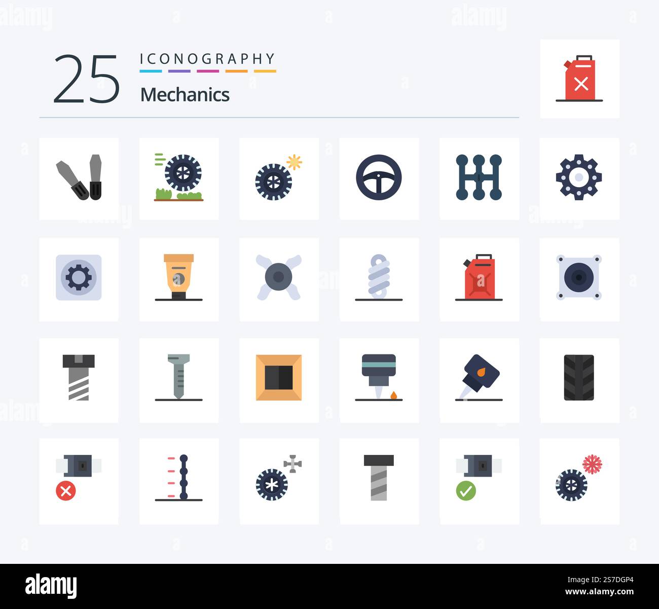 Mechanics 25 Flat Color icon pack including mechanic. gears. car ...