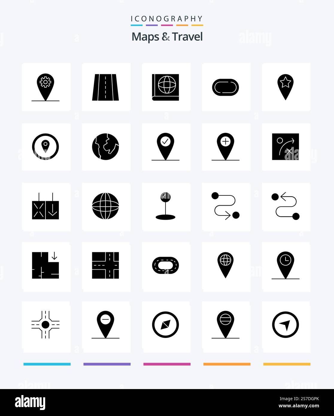 Creative Maps & Travel 25 Glyph Solid Black icon pack Such As map ...