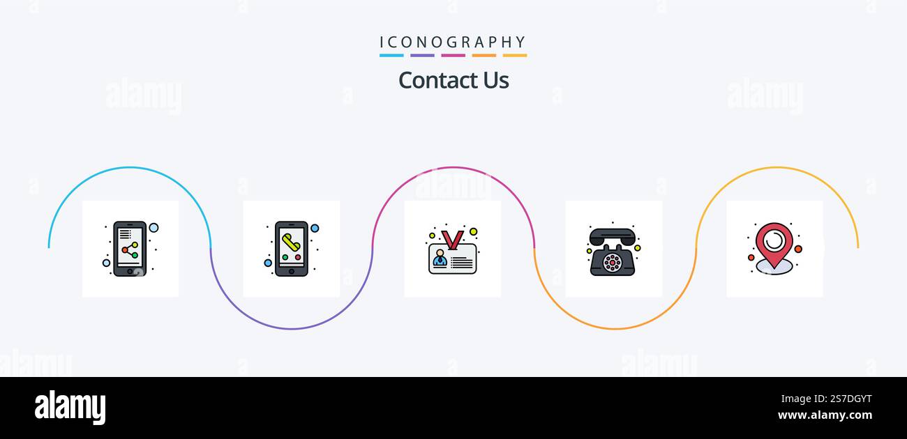 Contact Us Line Filled Flat 5 Icon Pack Including communication ...