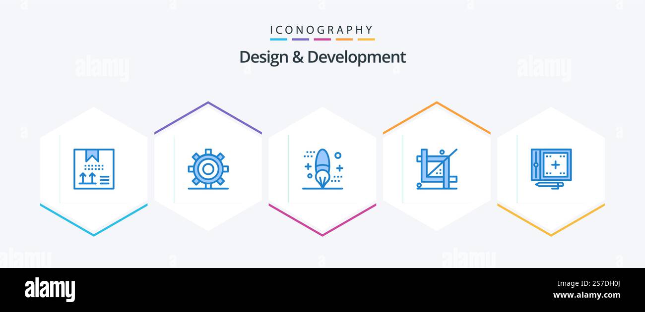 Design and Development 25 Blue icon pack including design. coding. gear ...