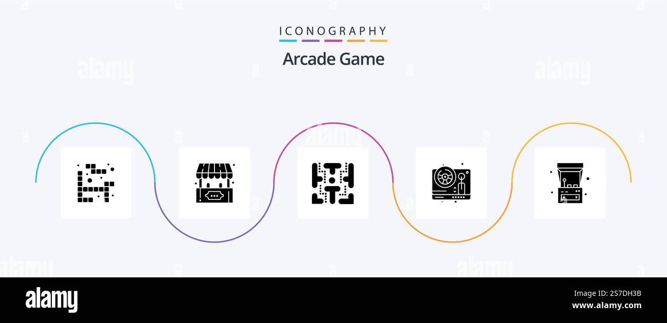 Arcade Glyph 5 Icon Pack Including game. arcade machine. fun. play ...