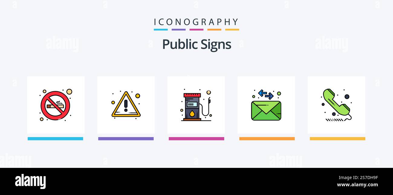 Public Signs Line Filled 5 Icon Pack Including . direction. no smoking ...