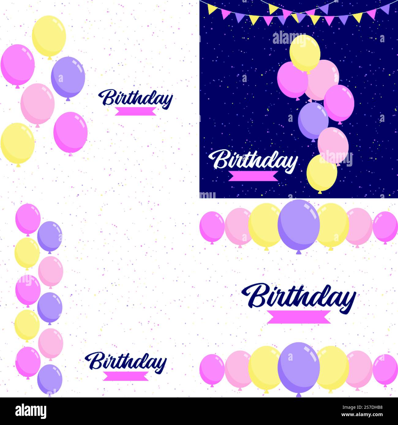 Happy Birthday design with a realistic cake illustration and confetti ...