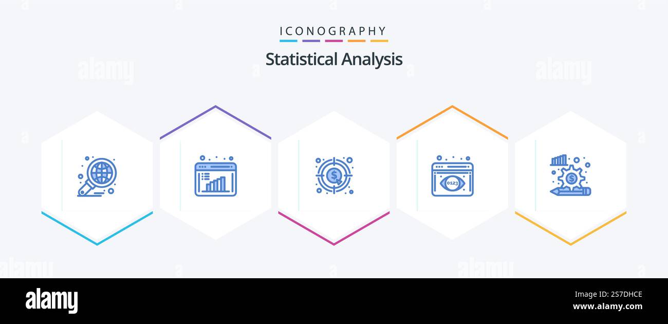 Statistical Analysis 25 Blue icon pack including analysis process. data ...