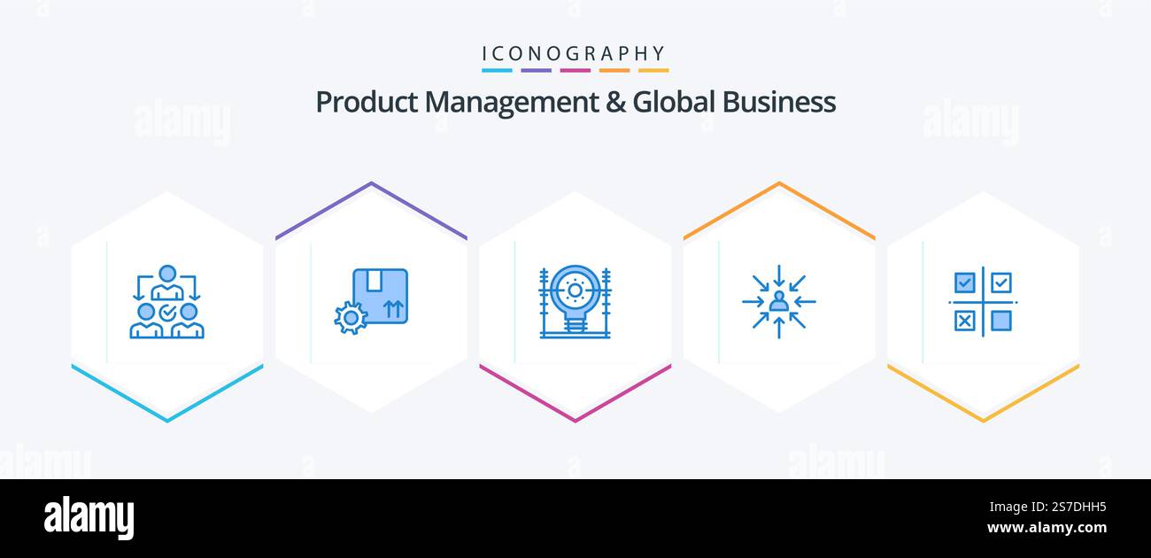 Product Managment And Global Business 25 Blue icon pack including focus ...