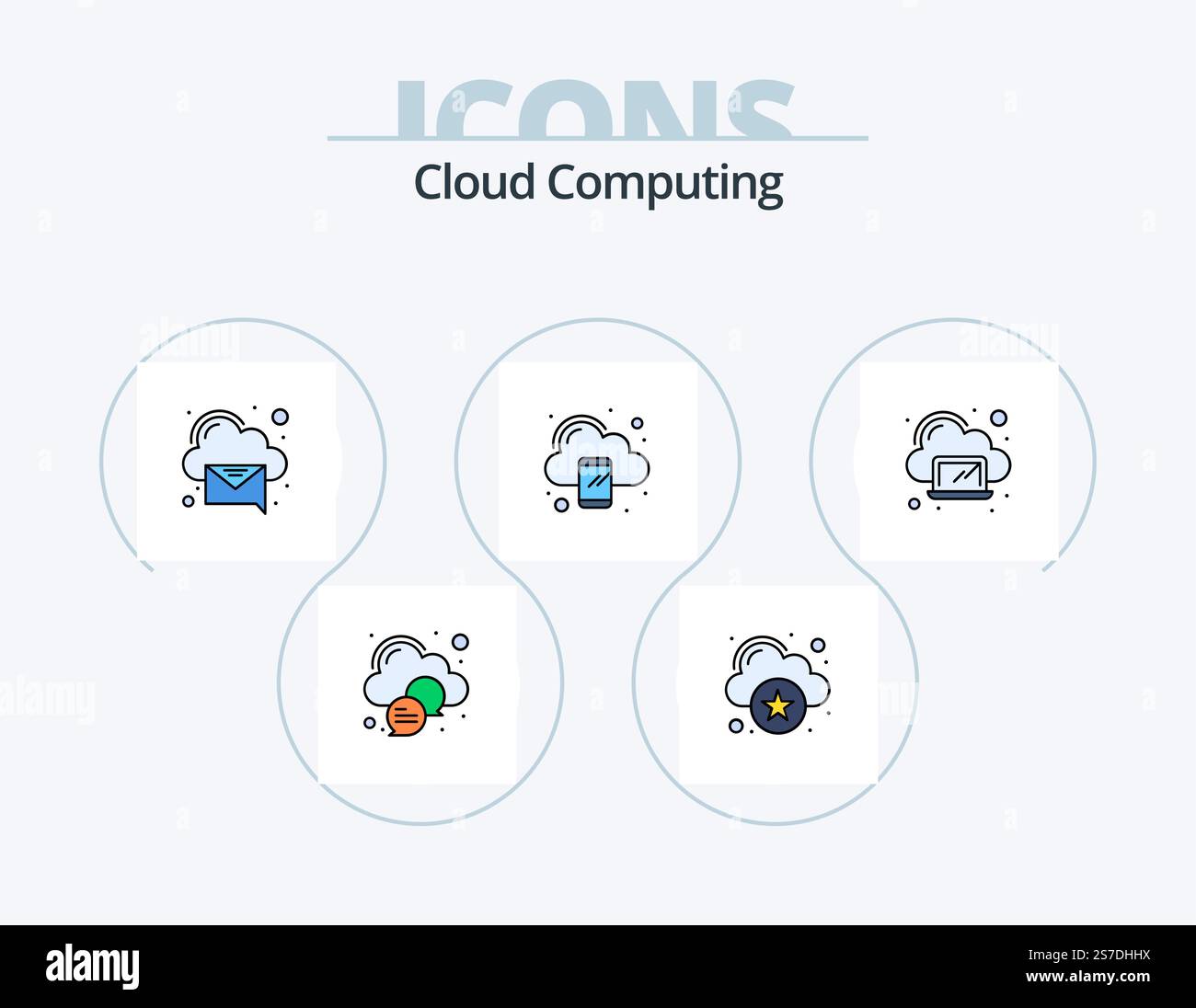 Cloud Computing Line Filled Icon Pack 5 Icon Design. laptop. cloud. remove. cloud Stock Vector ...