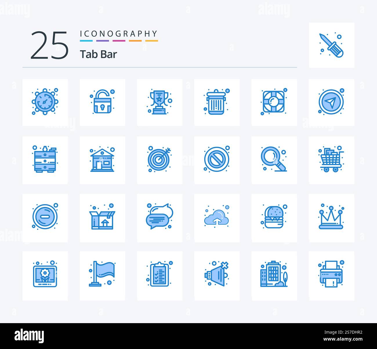 Tab Bar 25 Blue Color icon pack including directional. support. reward ...