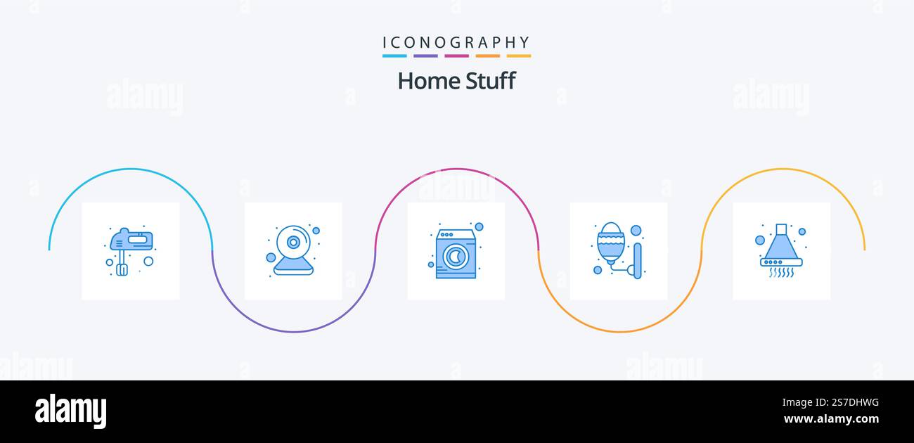 Home Stuff Blue 5 Icon Pack Including fan. bulb. laundry. room. lamp ...