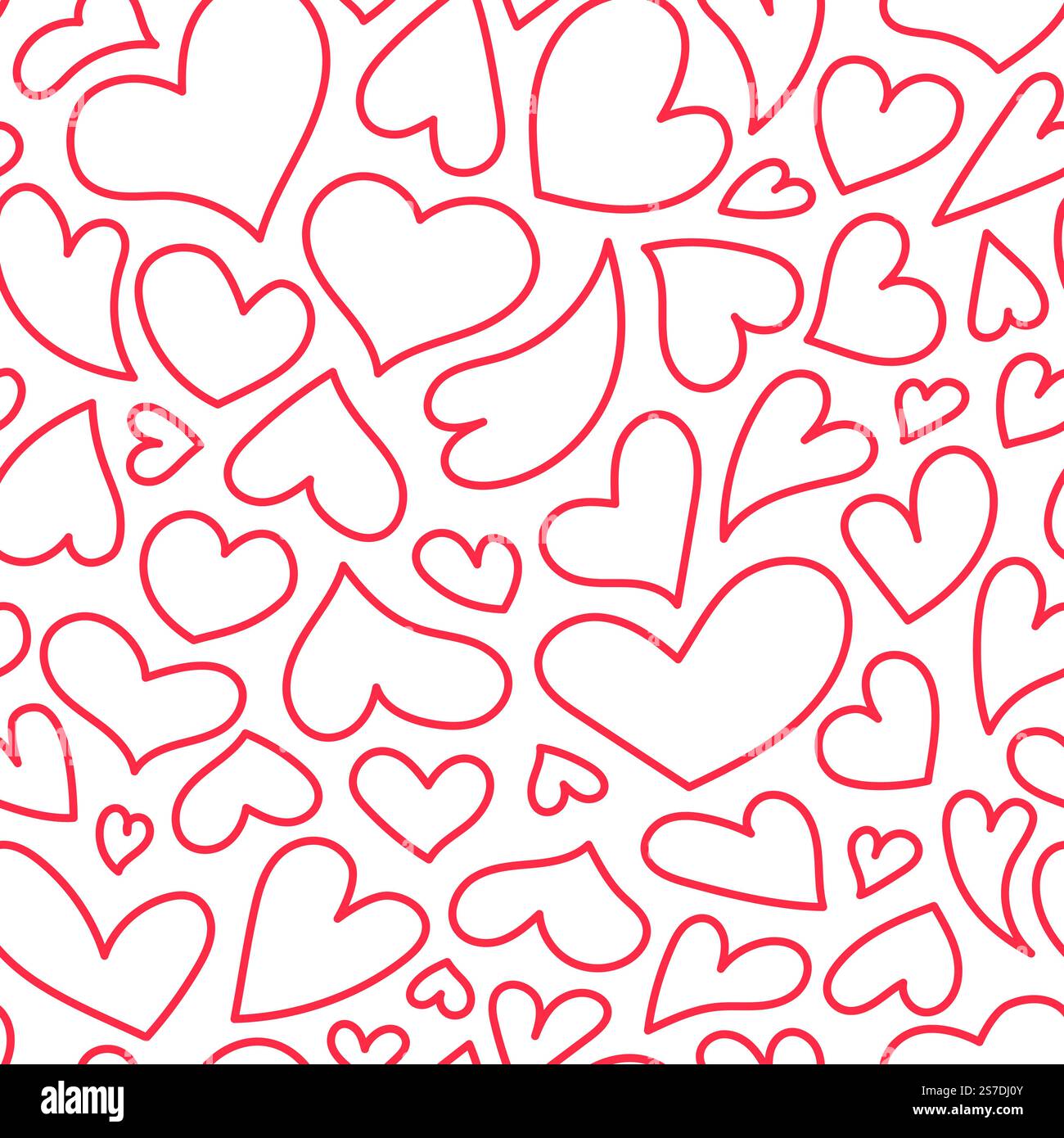 Cute hearts pattern. Vector seamless background. Illustrated outline ...