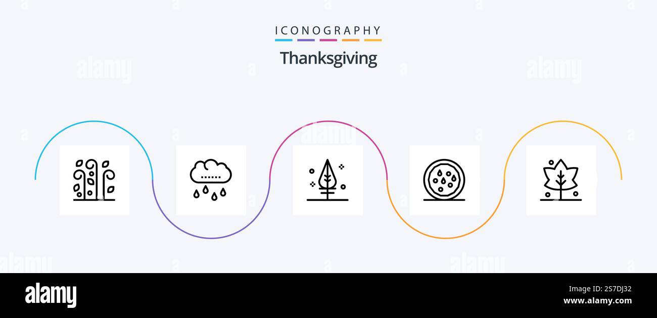 Thanks Giving Line 5 Icon Pack Including . thanks. feather. leaf. snack ...