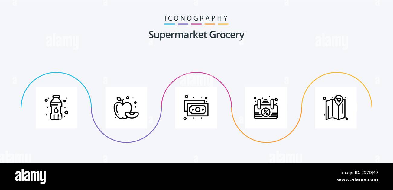 Grocery Line 5 Icon Pack Including . money. cart. map Stock Vector ...