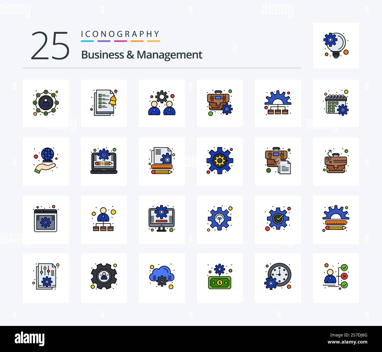 Business And Management 25 Line Filled icon pack including process ...
