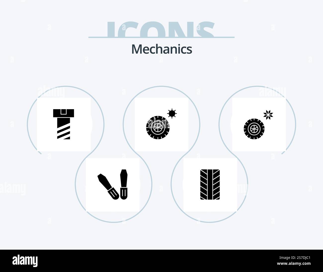 Mechanics Glyph Icon Pack 5 Icon Design. . wheel Stock Vector Image ...