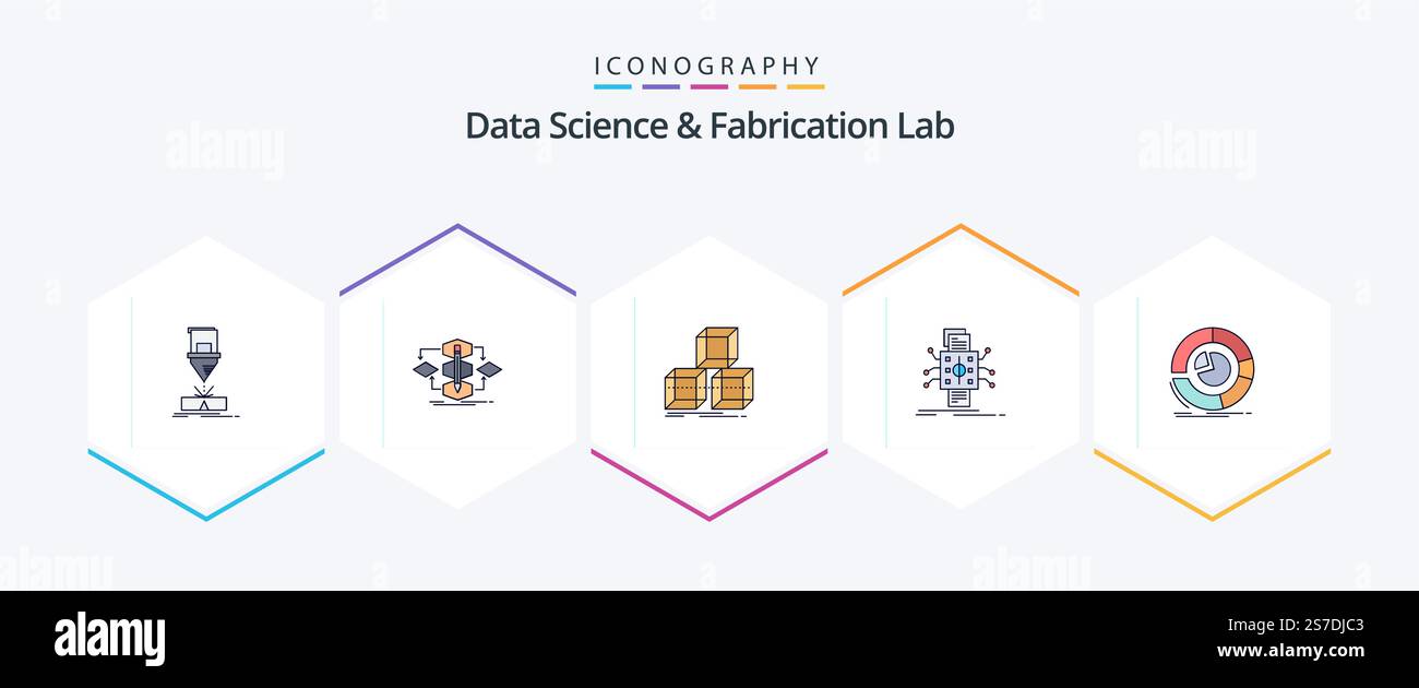 Data Science And Fabrication Lab 25 FilledLine icon pack including processing. data. model ...