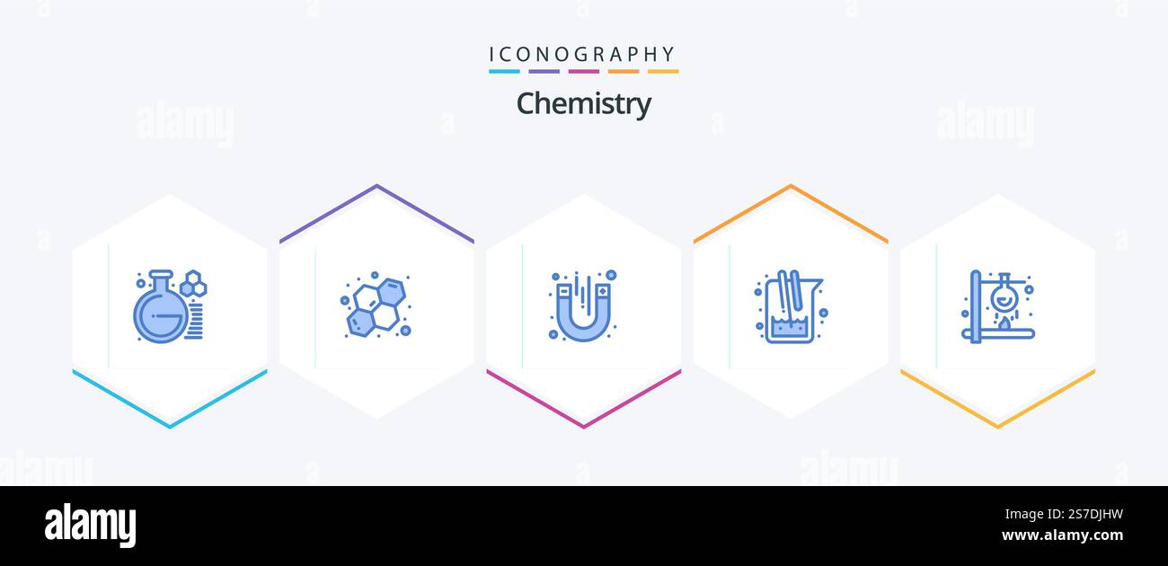 Chemistry 25 Blue icon pack including fire. lab. magnet. study ...