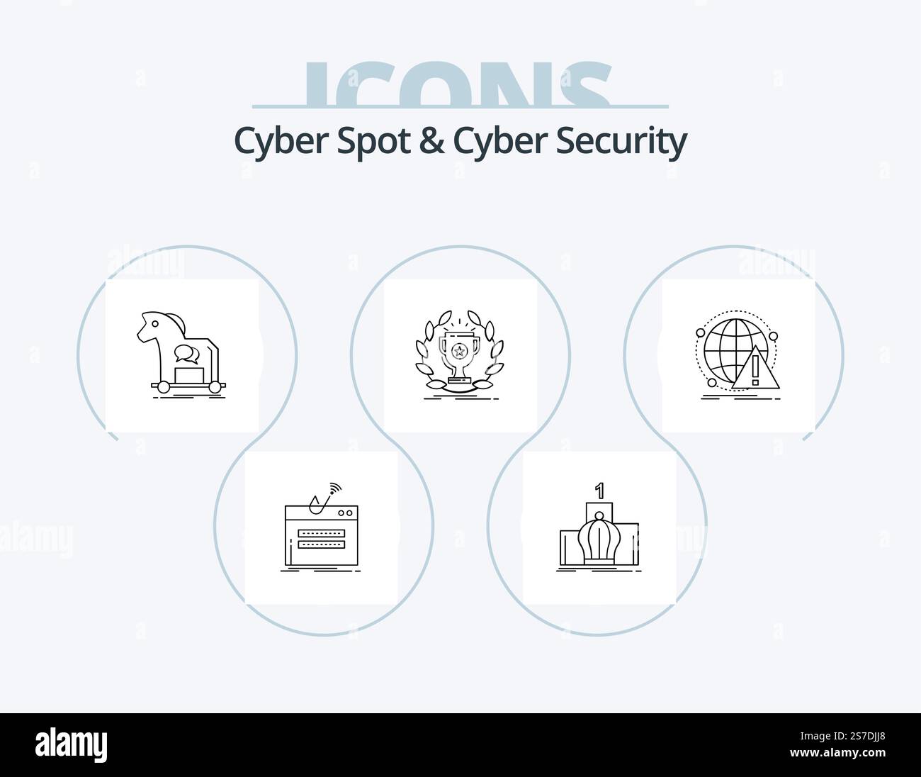 Cyber Spot And Cyber Security Line Icon Pack 5 Icon Design. internet ...