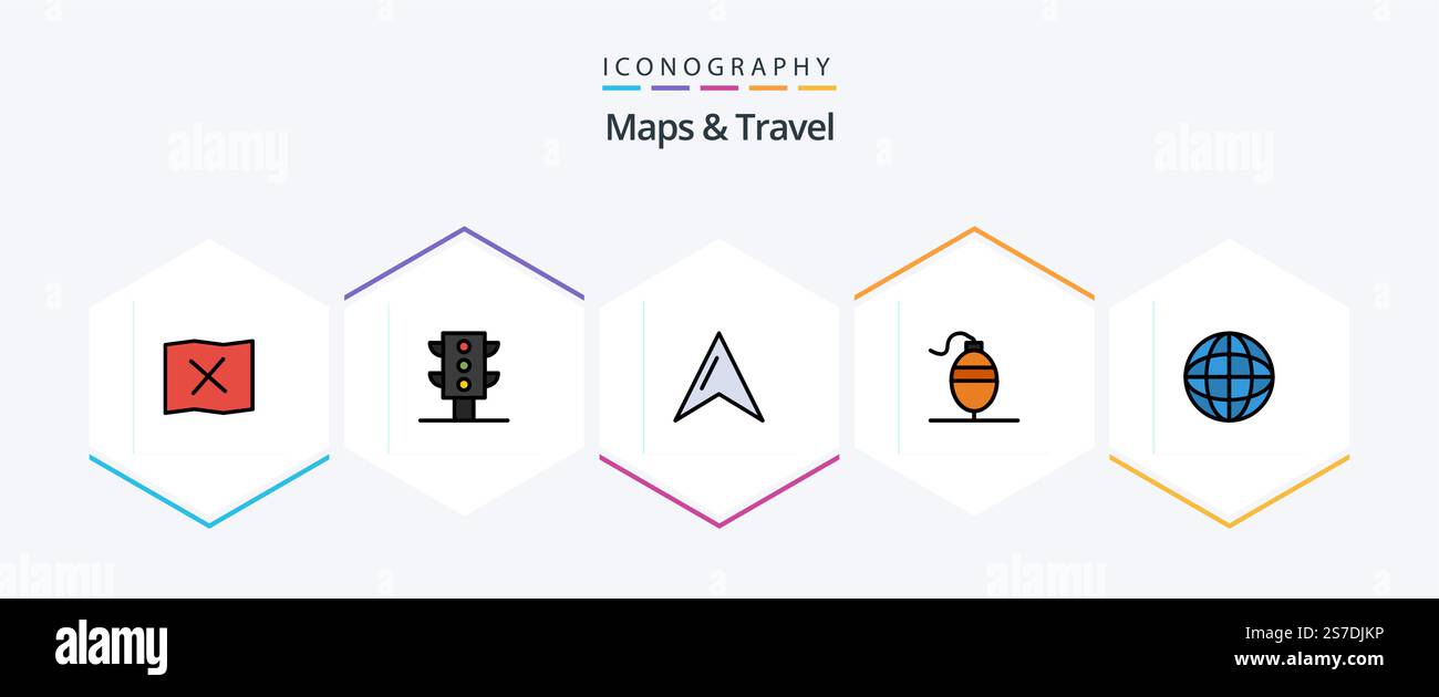Maps and Travel 25 FilledLine icon pack including . pointer. . map Stock Vector Image & Art - Alamy