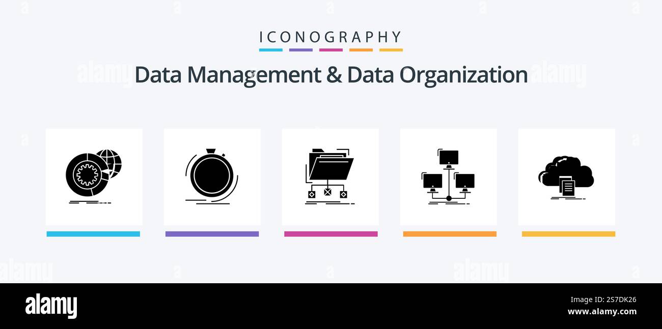 Data Management And Data Organization Glyph 5 Icon Pack Including ...