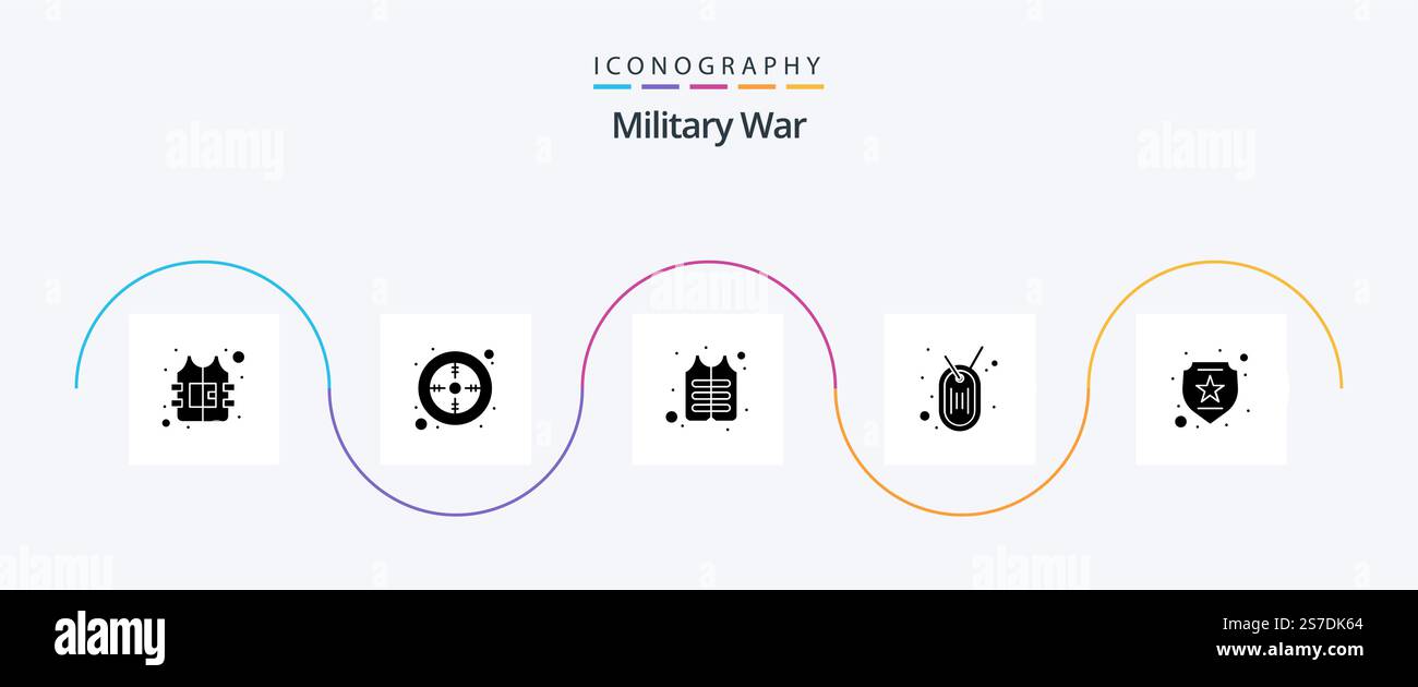 Military War Glyph 5 Icon Pack Including protection. force. jacket ...