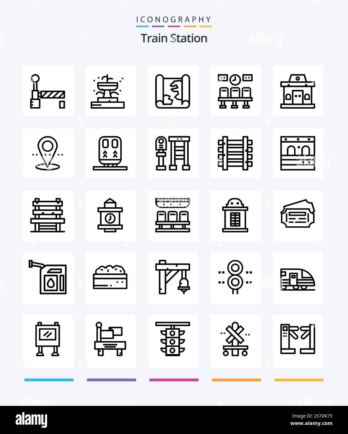 Creative Train Station 25 OutLine icon pack Such As ticket. building ...