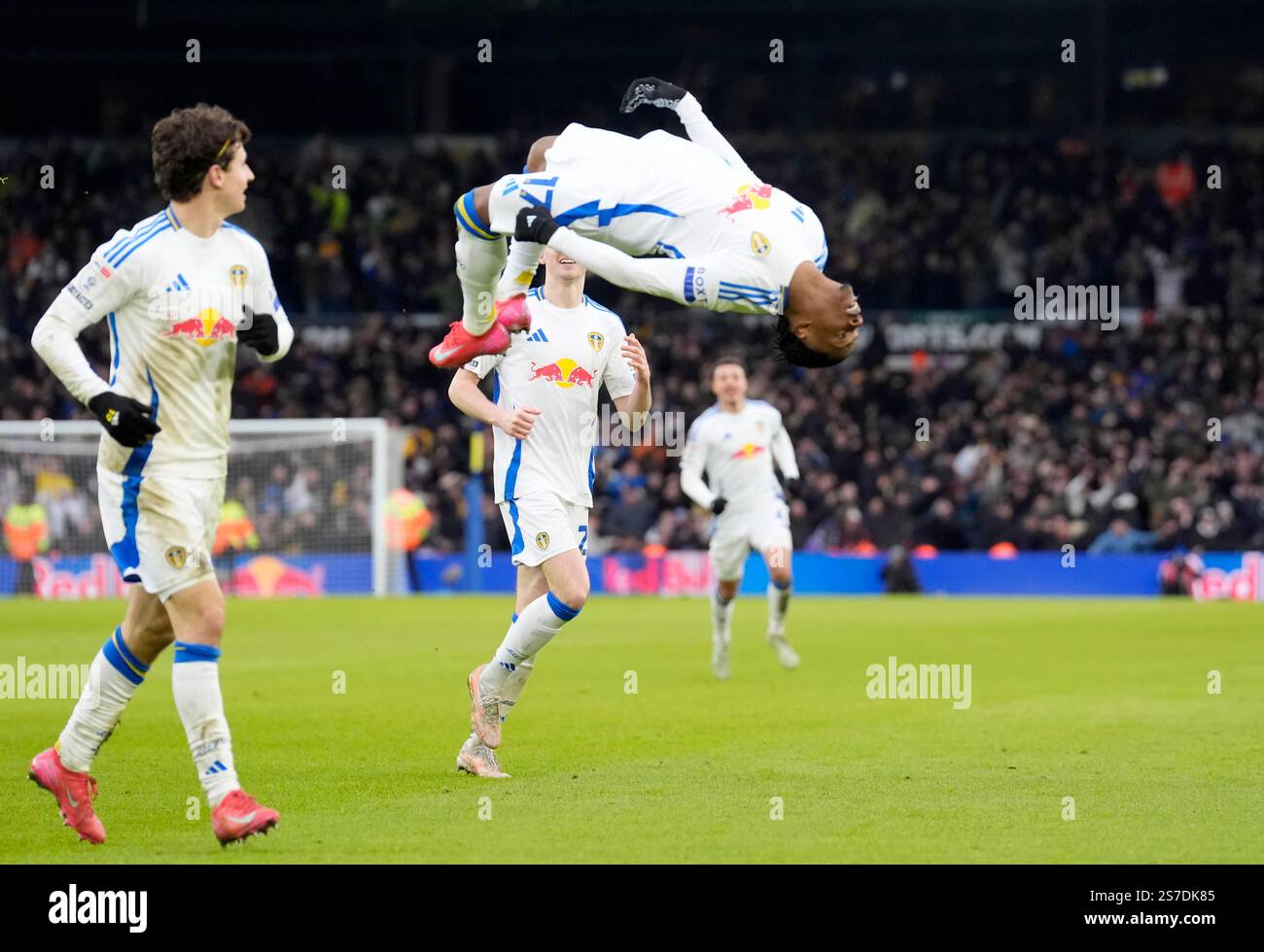 Leeds United's Largie Ramazani (right) celebrates after scoring his ...