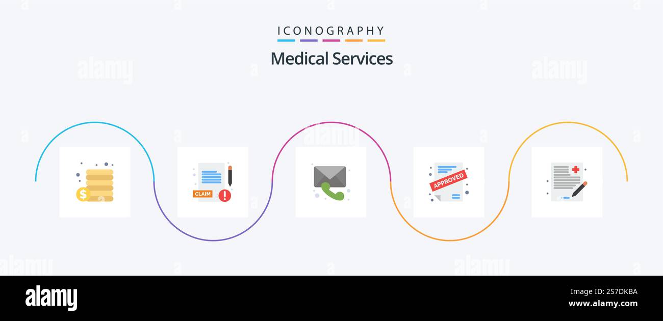 Medical Services Flat 5 Icon Pack Including . healthcare. call. file ...