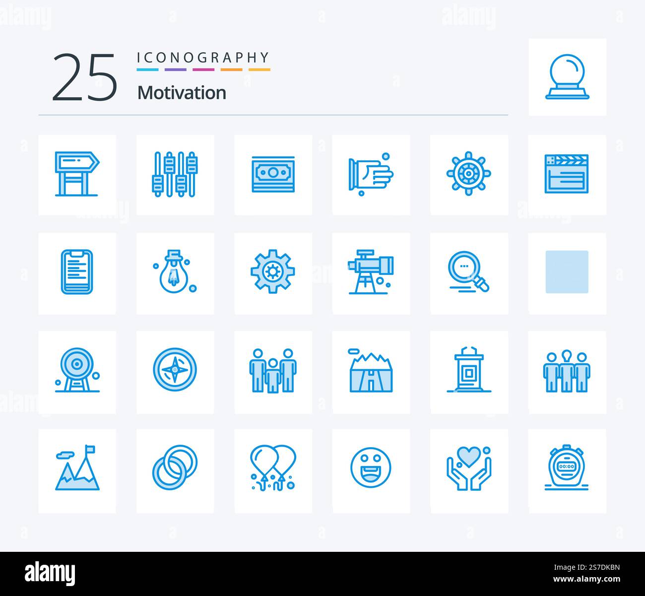 Motivation 25 Blue Color icon pack including ship. office. cash ...