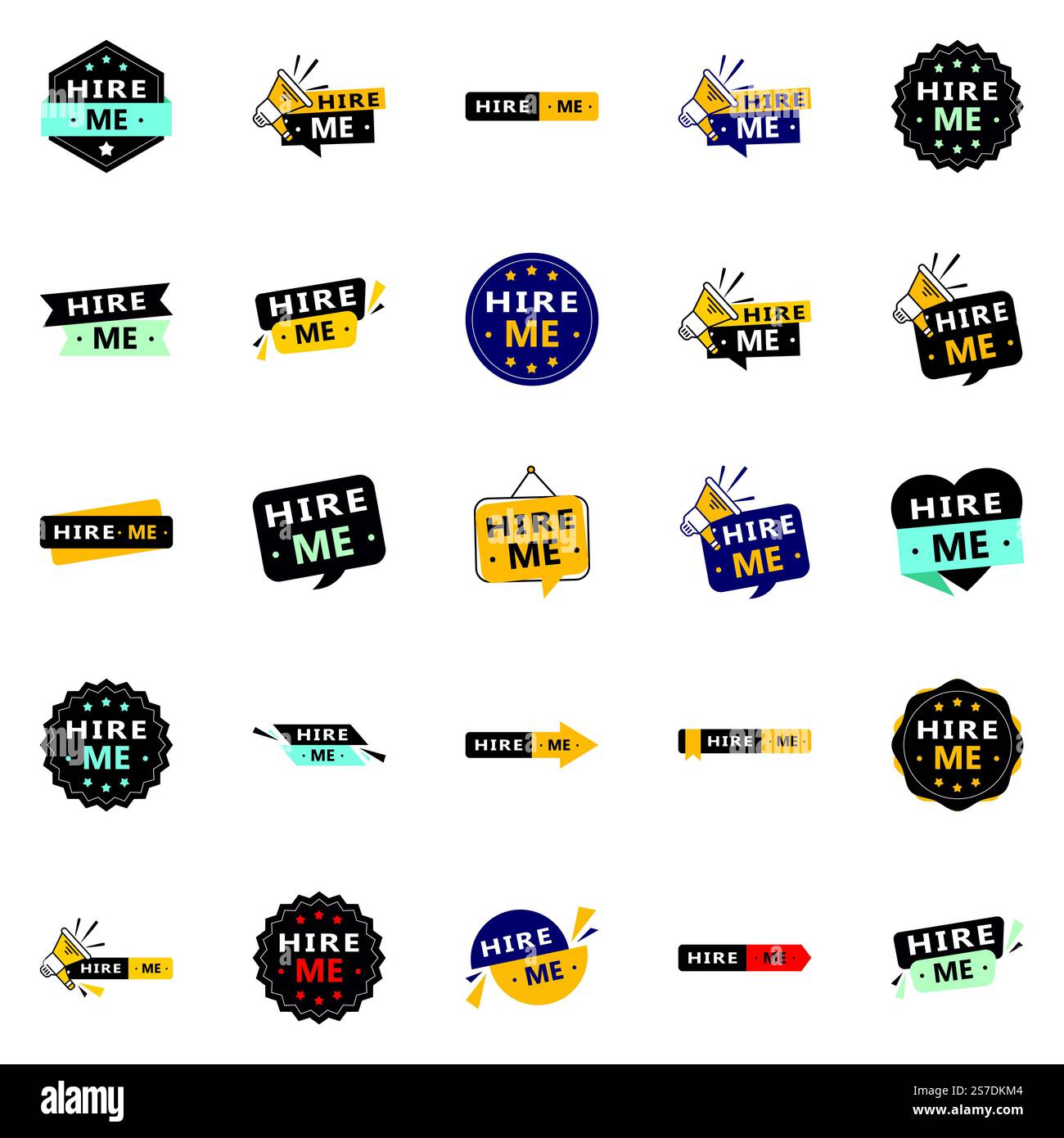 Make a Statement with Our Pack of 25 Hire Me Banners Stock Vector Image ...