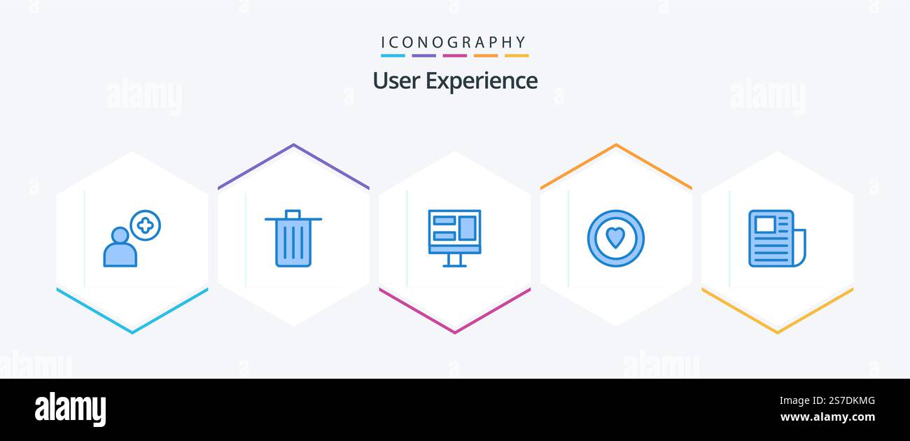 User Experience 25 Blue icon pack including text sheet. sheet. screen. document. heart Stock ...