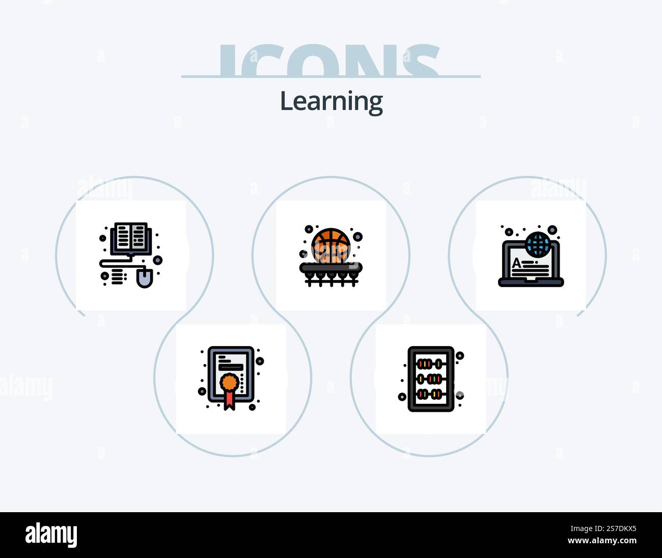 Learning Line Filled Icon Pack 5 Icon Design. knowledge. books ...
