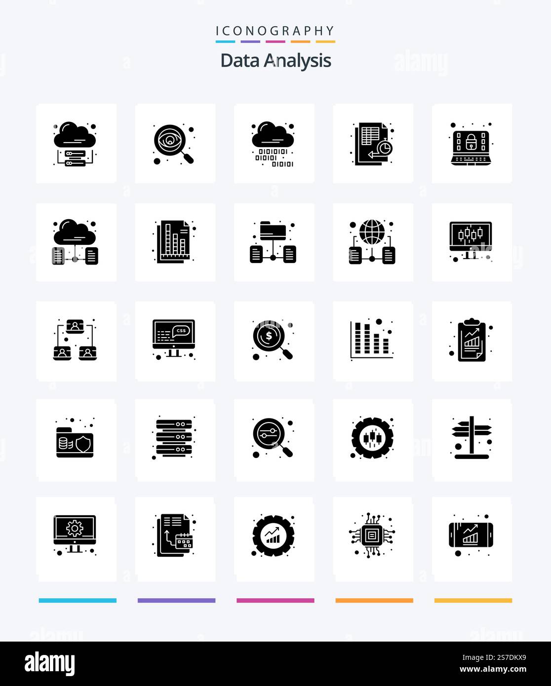 Creative Data Analysis 25 Glyph Solid Black icon pack Such As timeline ...